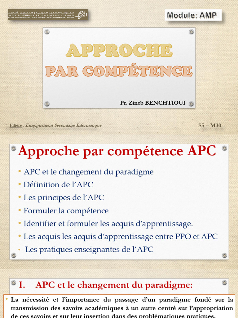 Approche par Compétence en Éducation | PDF | Buts et objectifs ...