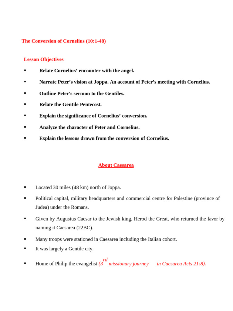 Acts 10 - Conversion of Cornelius | PDF | Baptism | Saint Peter