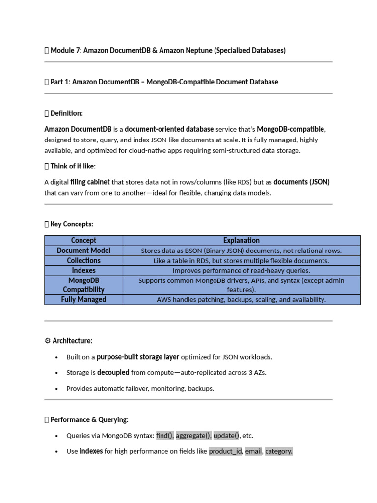 Practical Use Cases for Amazon DocumentDB | PDF | Resource Description ...