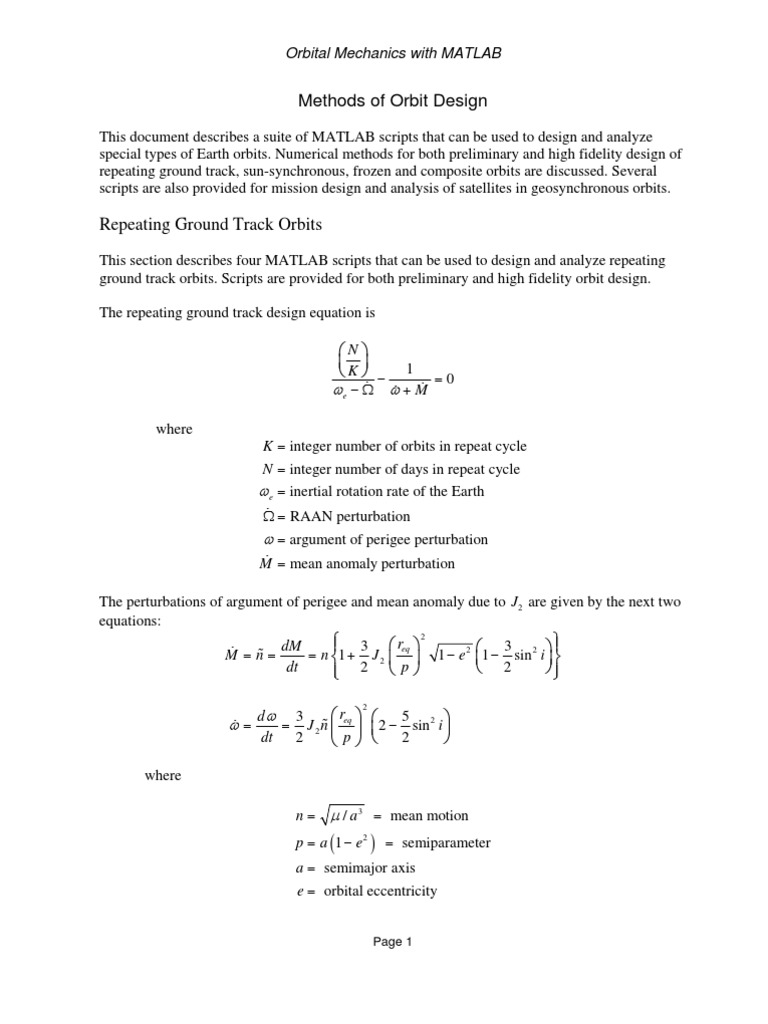 Orbital Mechanics With Matlab | PDF | Orbit | Longitude