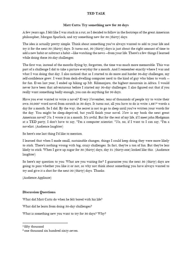 Matt Cutts Try Something New For 30 Days | PDF