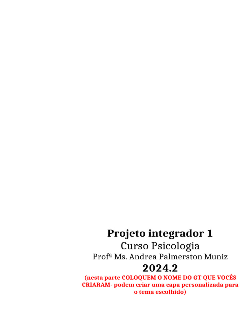 Modelo Projeto Integrador Alunos 2024 | PDF | Interdisciplinaridade