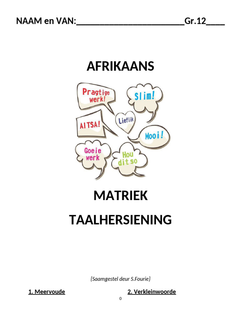 Matriek Taalwerkboekie | PDF