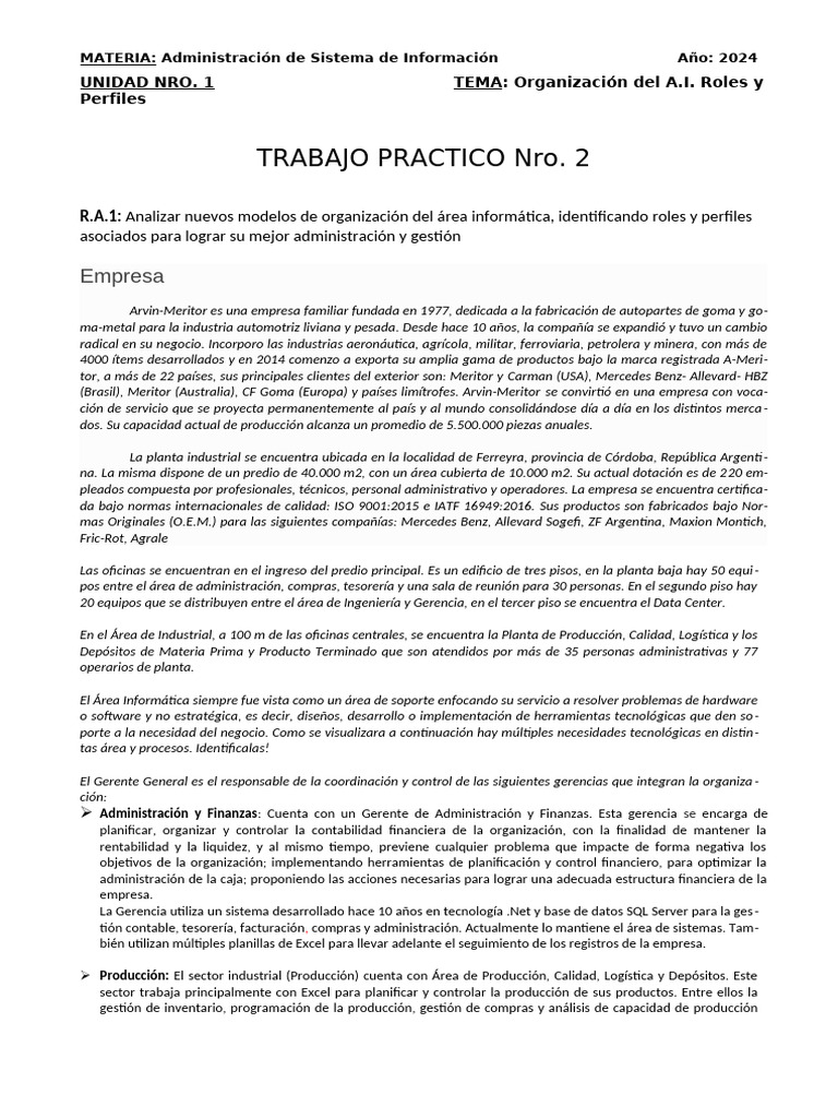 TP Nro.2 - IsI 2024 - Area Informatica | PDF | Logística | Software