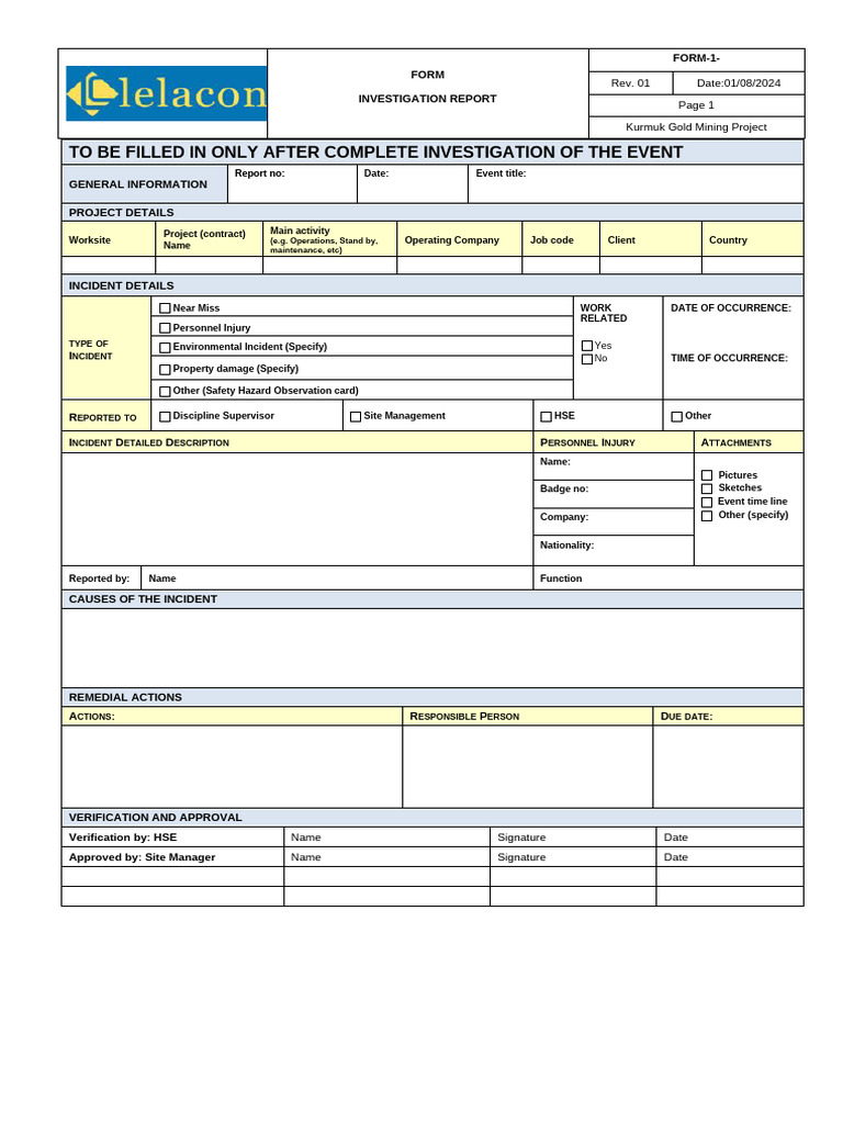 Lelacon Engineering Incident Report | PDF | Safety