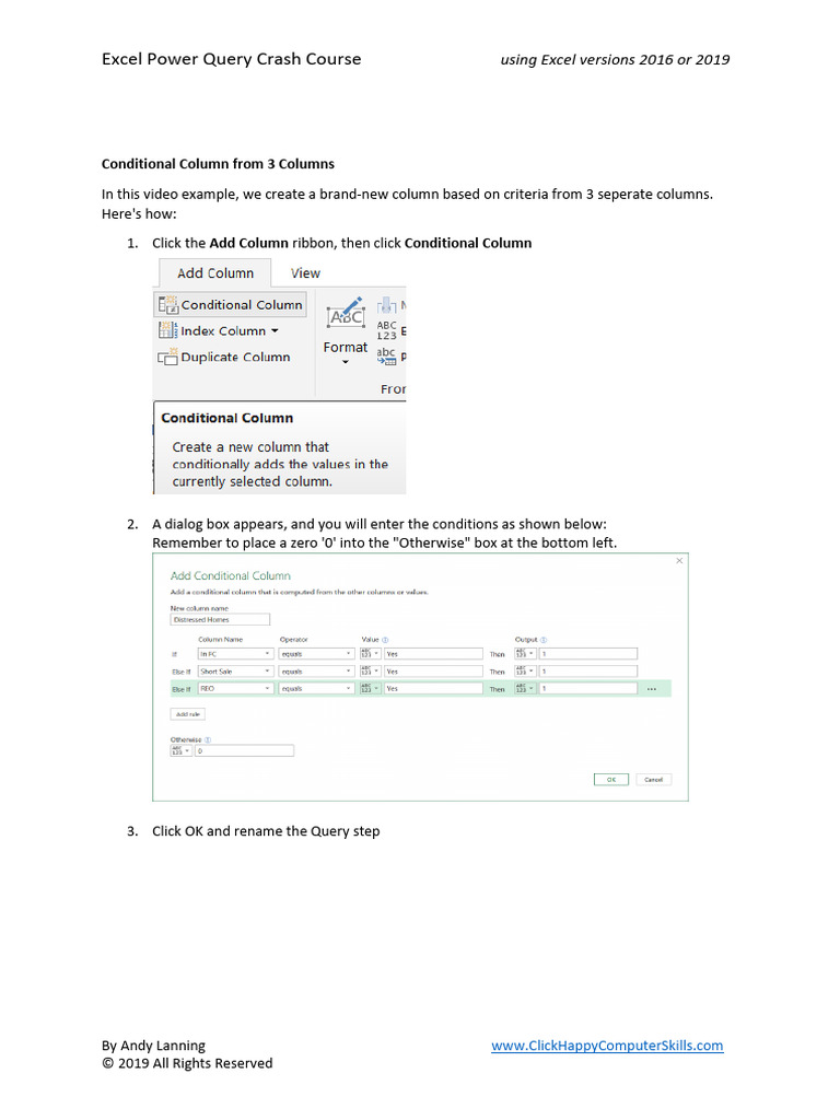 10.1 Excel Power Query, LSN 10, Conditional Col From 3 Cols PDF | PDF