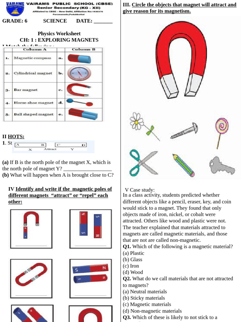 Grade 6 ch-1 Exploring Magnets - Physics 1 1013 1751087520 | PDF ...