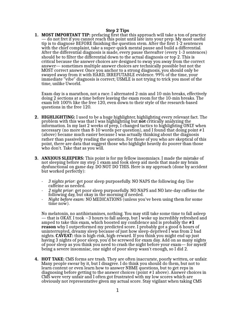 USMLE Step 1 Exam Preparation Tips | PDF | Sleep | Insomnia