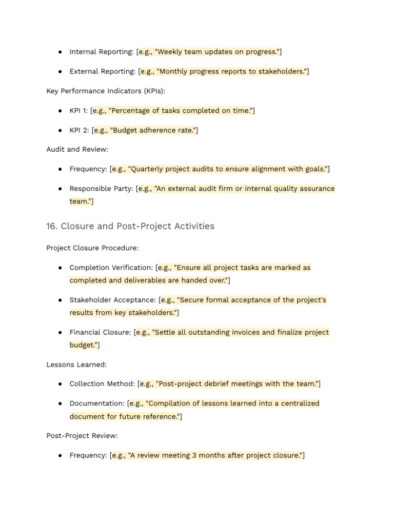 Project Management Plan Template-10 | PDF