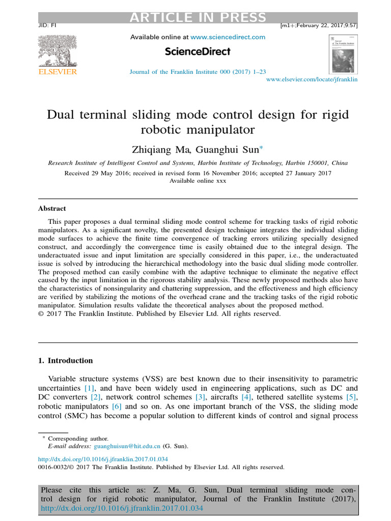 Dual Terminal Sliding Mode Control | PDF | Control Theory ...