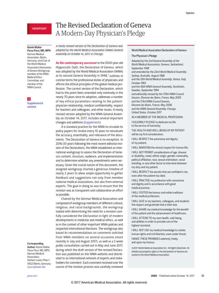 Parsa Parsi 2017 - Revised Declaration of Geneva | PDF | Medicine