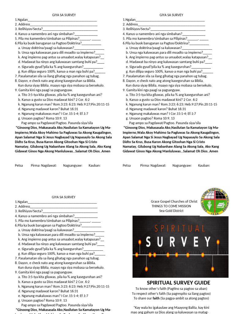 Spiritual Survey Form | PDF