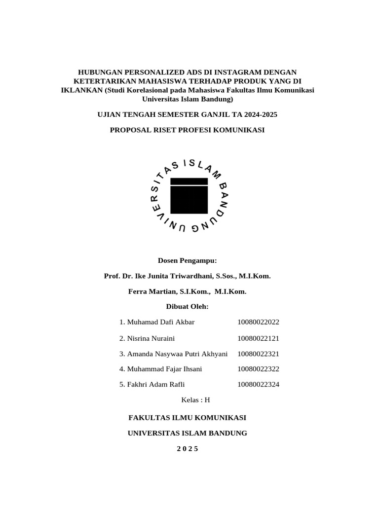 Proposal Riset Profesi Komunikasi Judul Baru Bab 1-5 | PDF