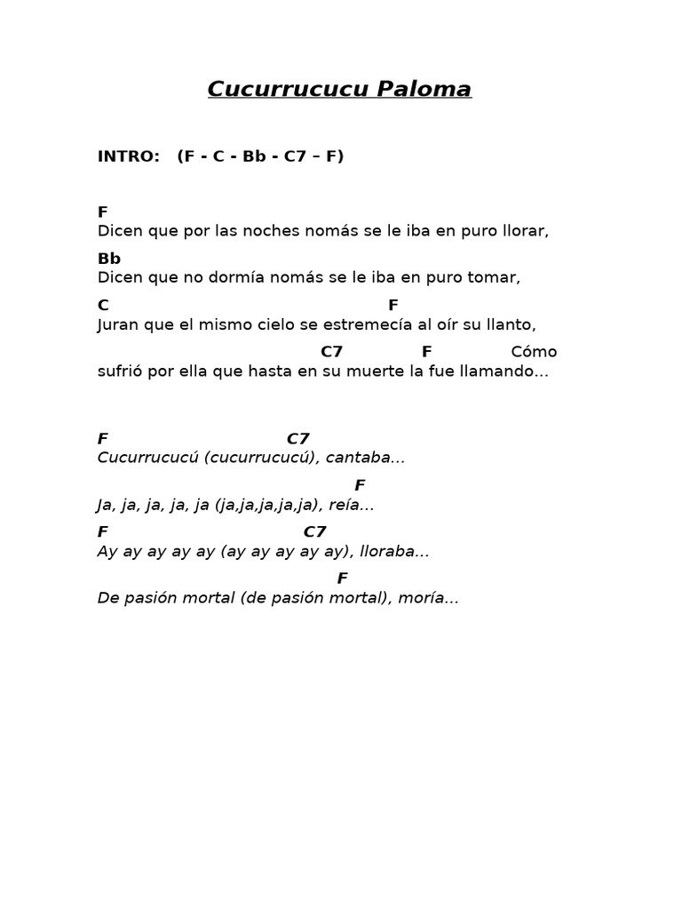 Cucurrucucú Paloma | PDF