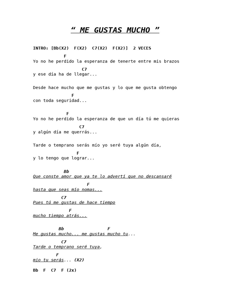 Me Gustas Mucho - Acordes | PDF