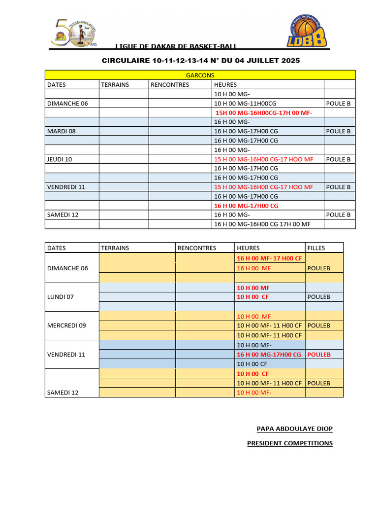 Circulaire 10-11-12-13-14 N Poule B Du 4 Juillet 2025 | PDF