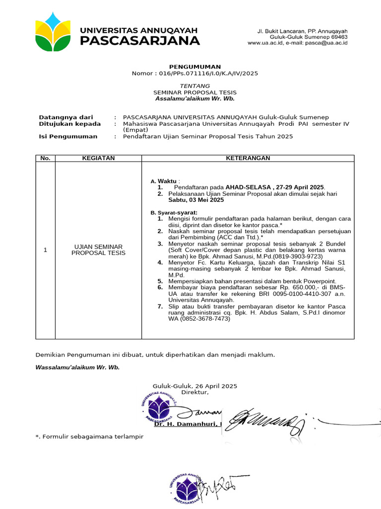 Pendaftaran Ujian SEMPRO 2025 Kelas Khusus | PDF