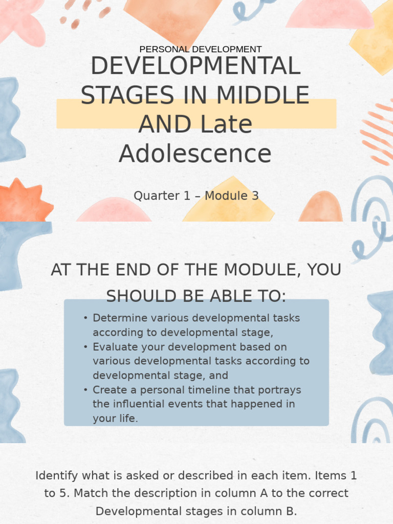 PerDev Quarter 1 Module 3 | PDF | Developmental Psychology | Adolescence