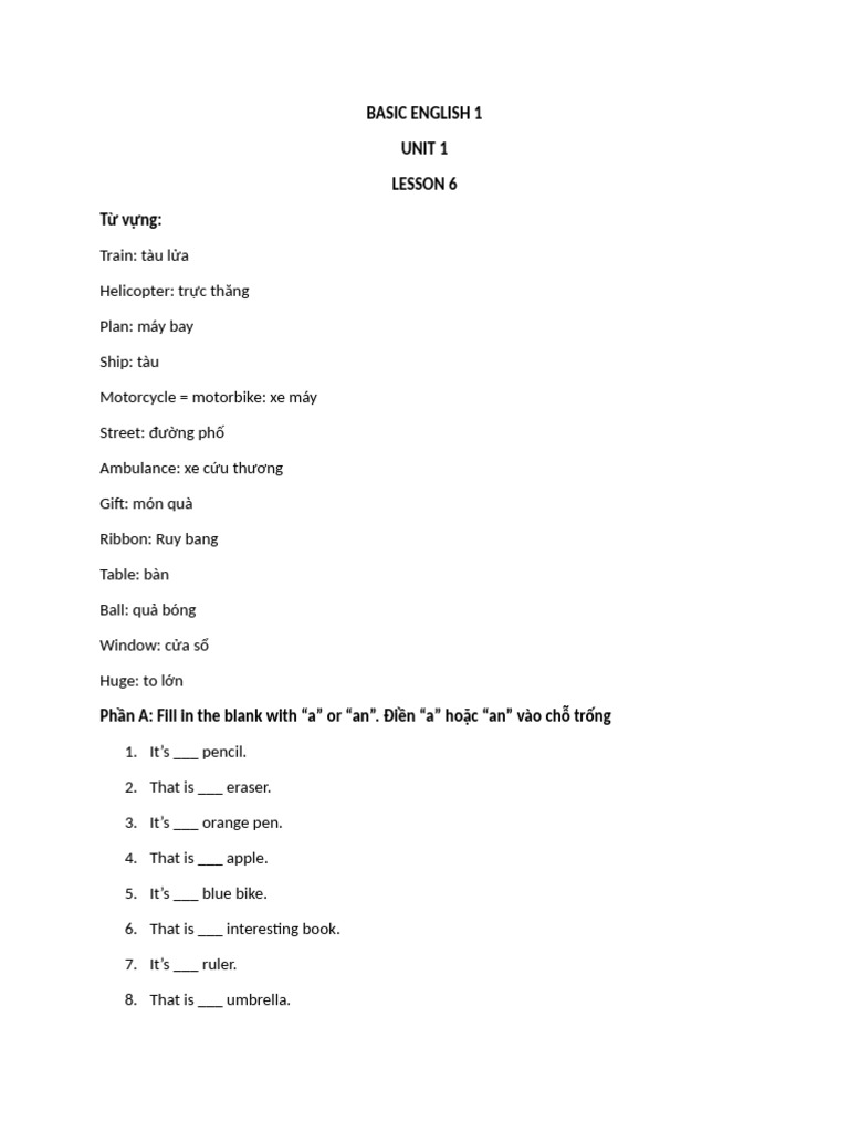 Be Unit1 Lesson6 | PDF