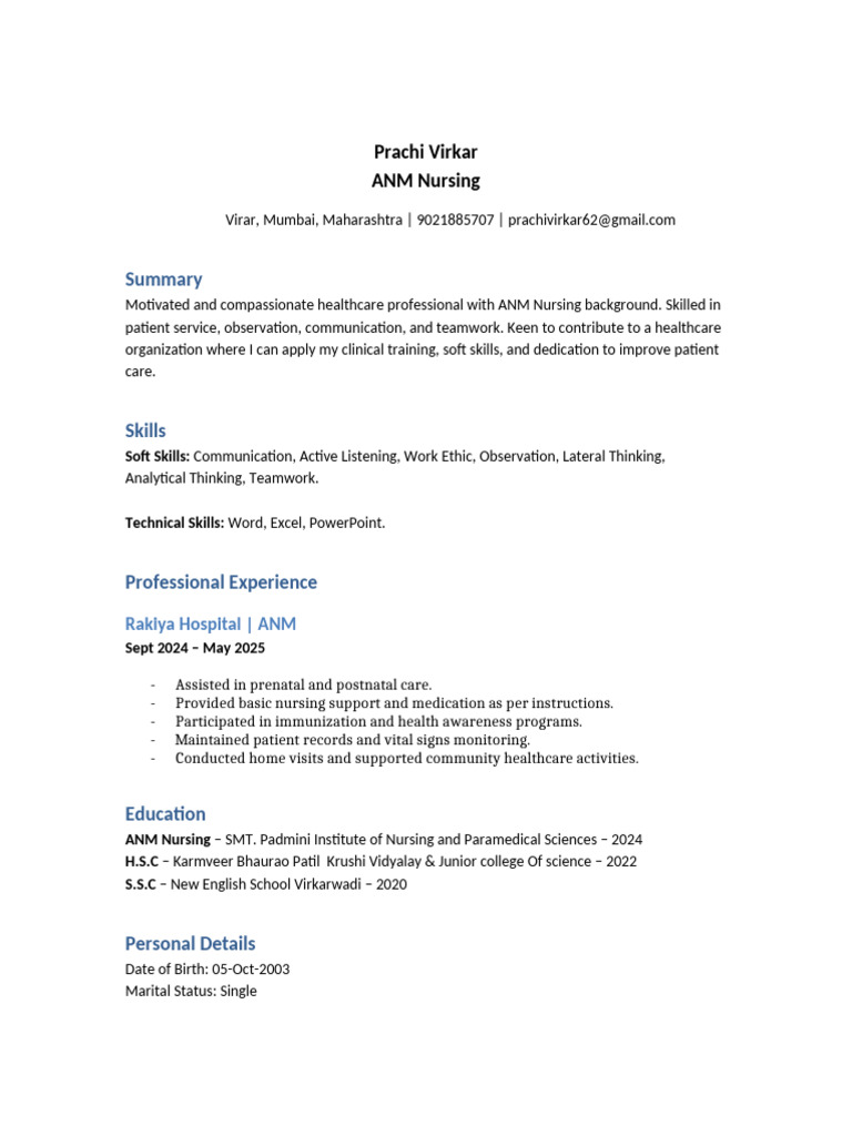 Prachi Virkar Formatted Resume | PDF