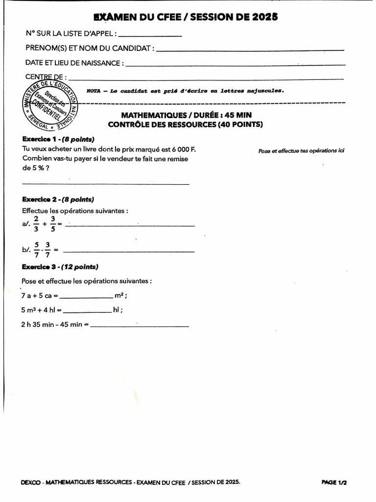 J2 Cfee 2025 | PDF