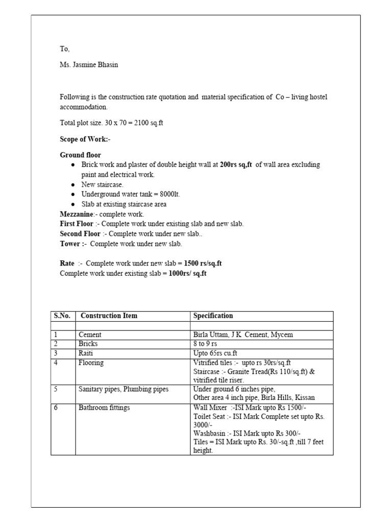 Co-Living Hostel Material Specs | PDF | Door | Architectural Design