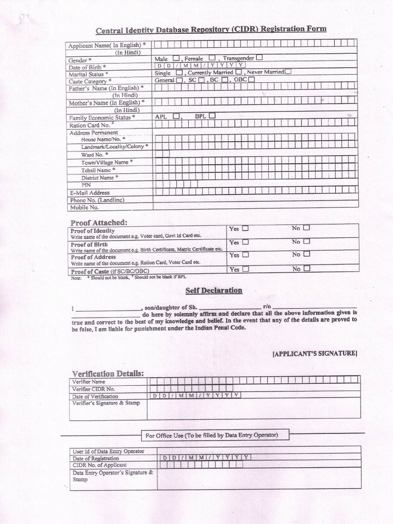 Haryana Resident Empty Form | PDF