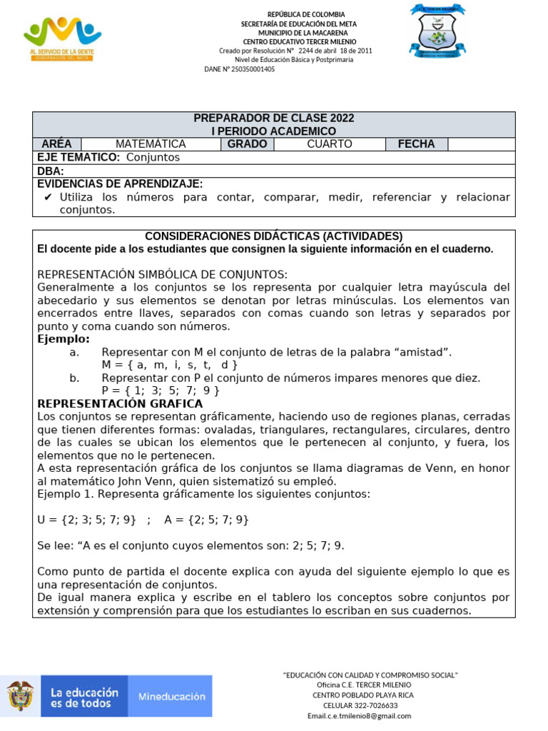 Matematicas 4° I Periodo | PDF | División (Matemáticas) | Matemática ...
