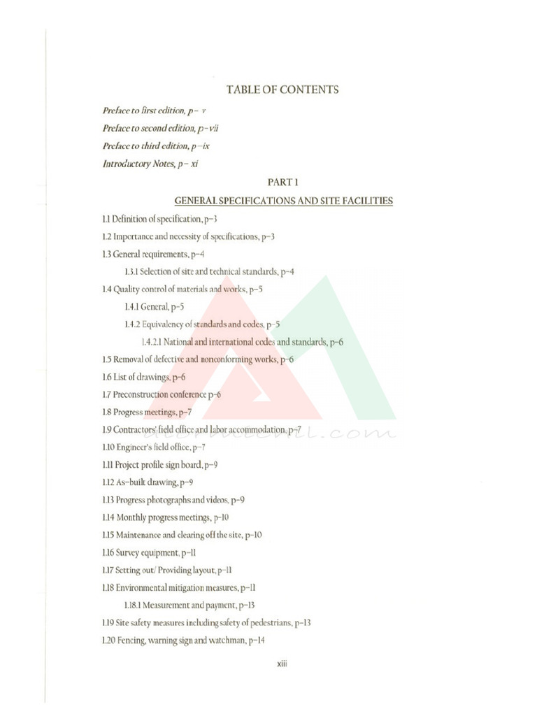 PWD Book of Specifications Content | PDF