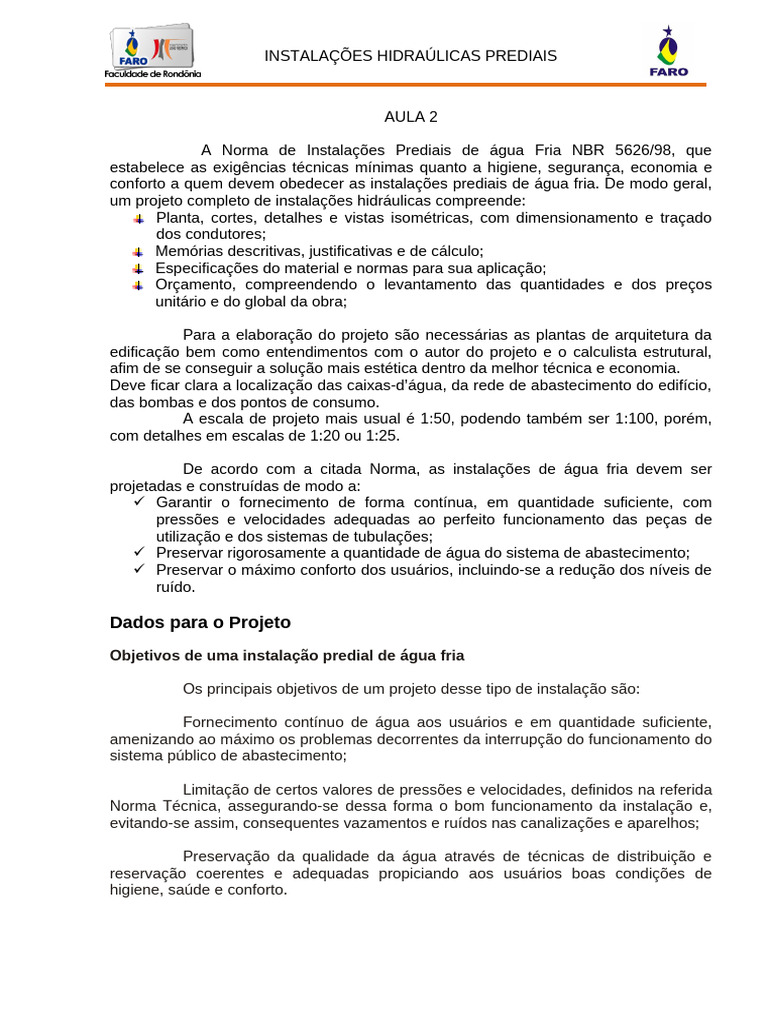 AULA+2+-+Inst. Hidr. Pred. | PDF | Engenharia Mecânica