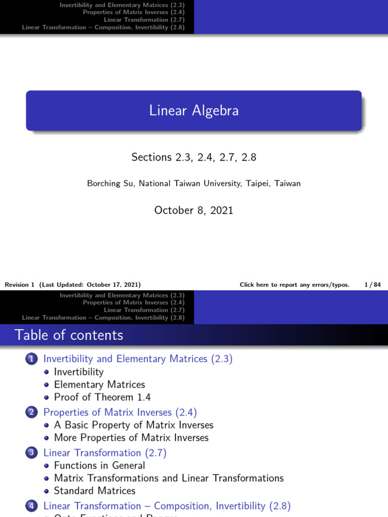 Sec 2 3 4 7 8 rv1 | PDF | Matrix (Mathematics) | Linear Map
