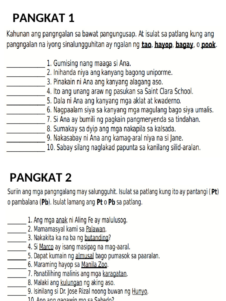 Q1 PANGNGALAN Groupings | PDF