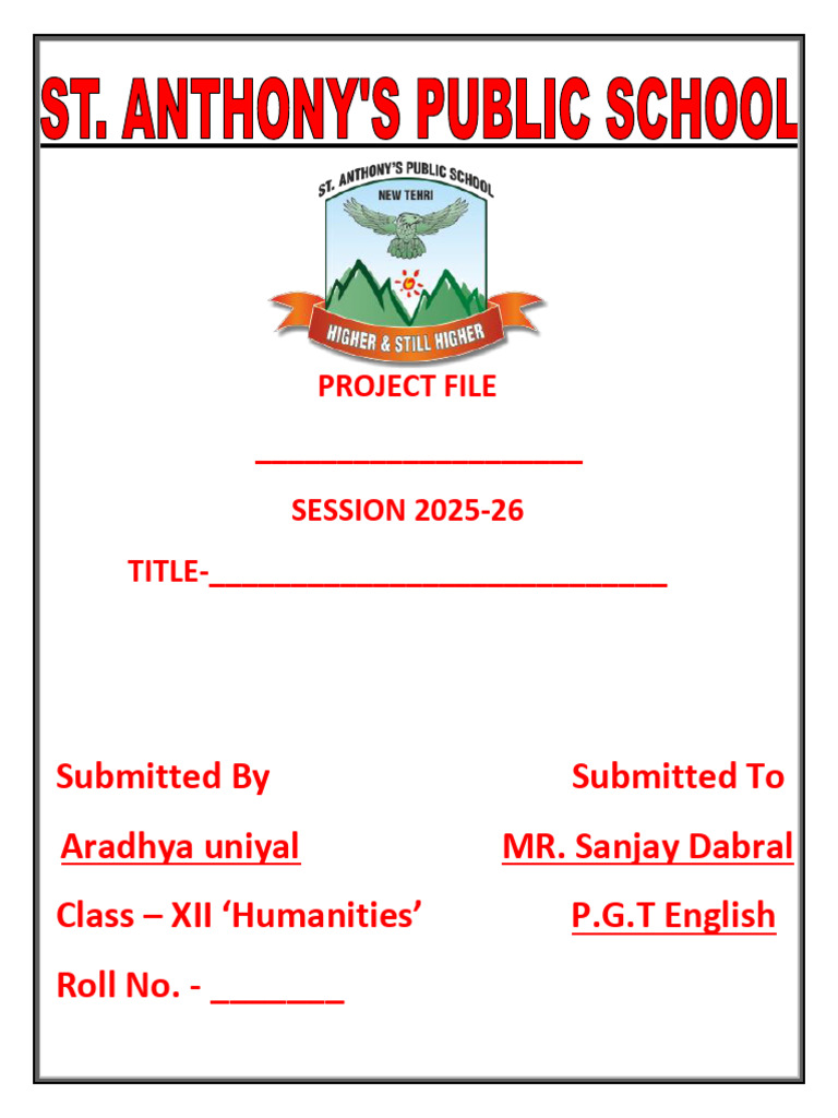 Submitted by Submitted To Aradhya Uniyal MR. Sanjay Dabral Class - XII ...