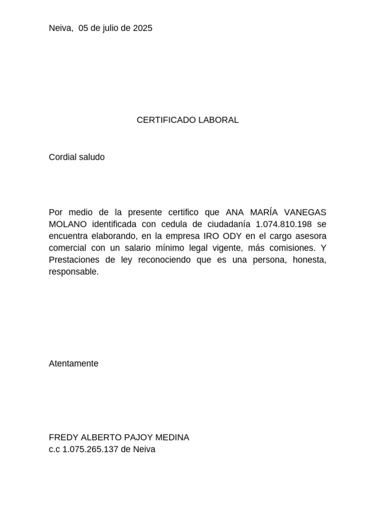 Carta Juramentada Sandra Yulieth Ramon | PDF