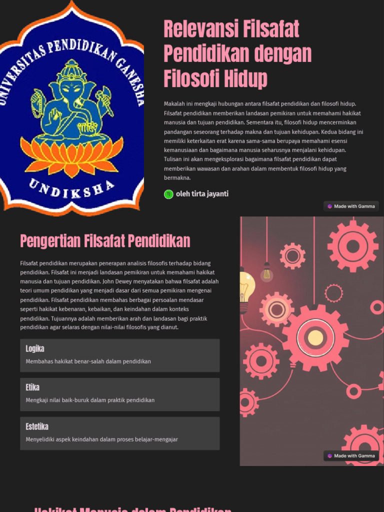Filsafat Pendidikan dan Filosofi Hidup | PDF