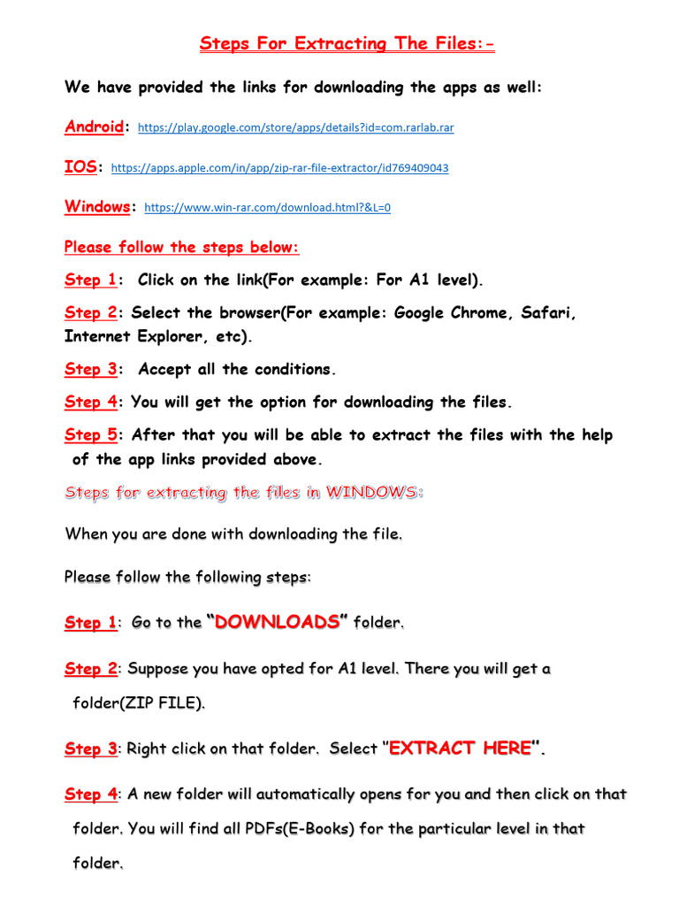 Steps For Extracting The Files | PDF