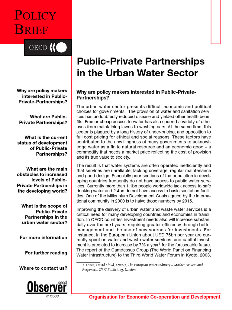 ED 3 - PPP For Urban Water | PDF | Public–Private Partnership | Water ...