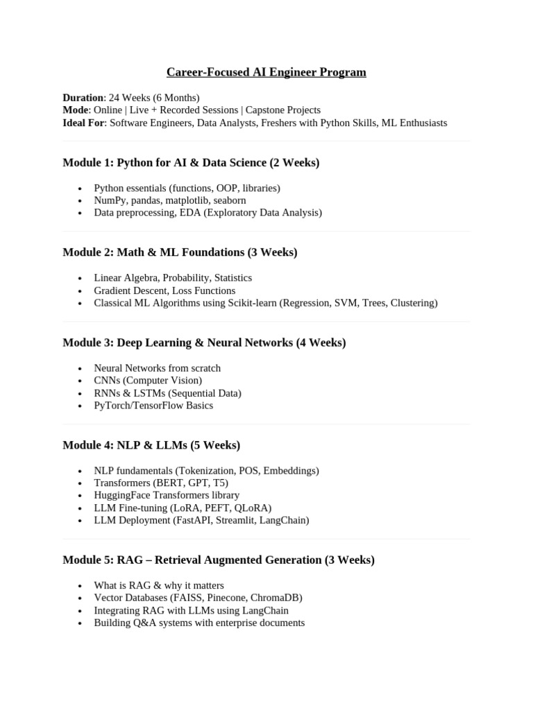AI Engineer TOC - Sample | PDF | Artificial Intelligence | Intelligence ...