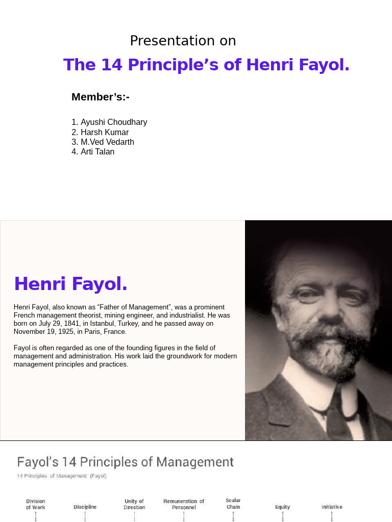Henri Fayol's 14 Management Principles | PDF | Business | Social Psychology