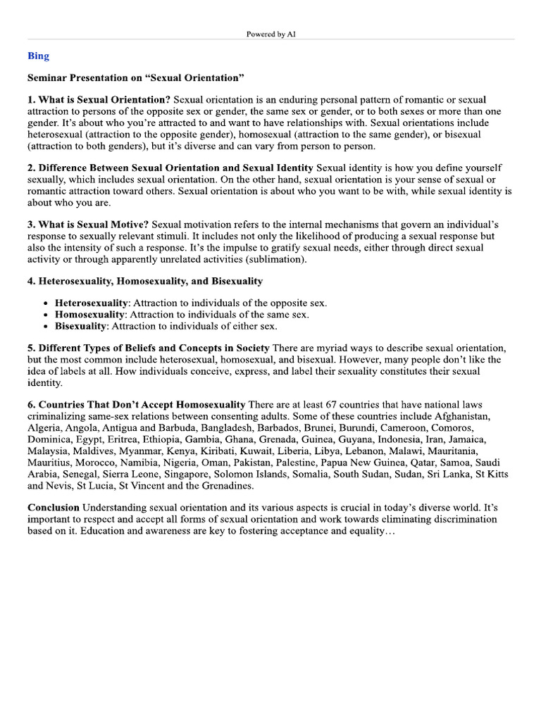 Sexual Orientation Note | PDF