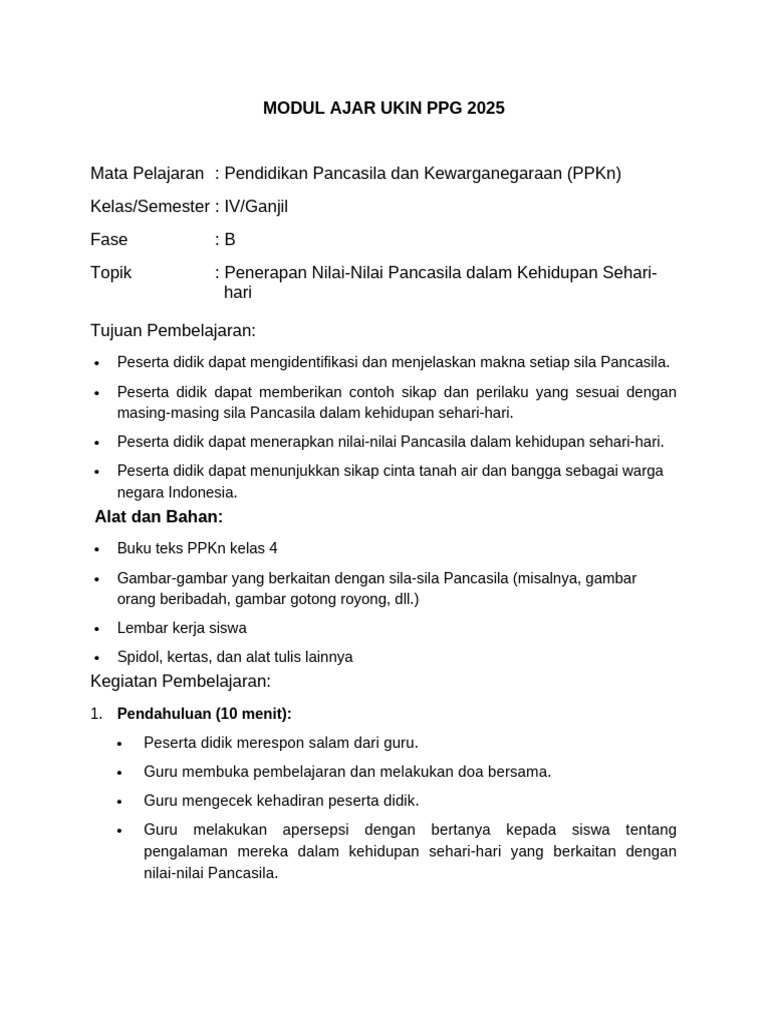 Modul Ajar Ukin PPG 2021 | PDF