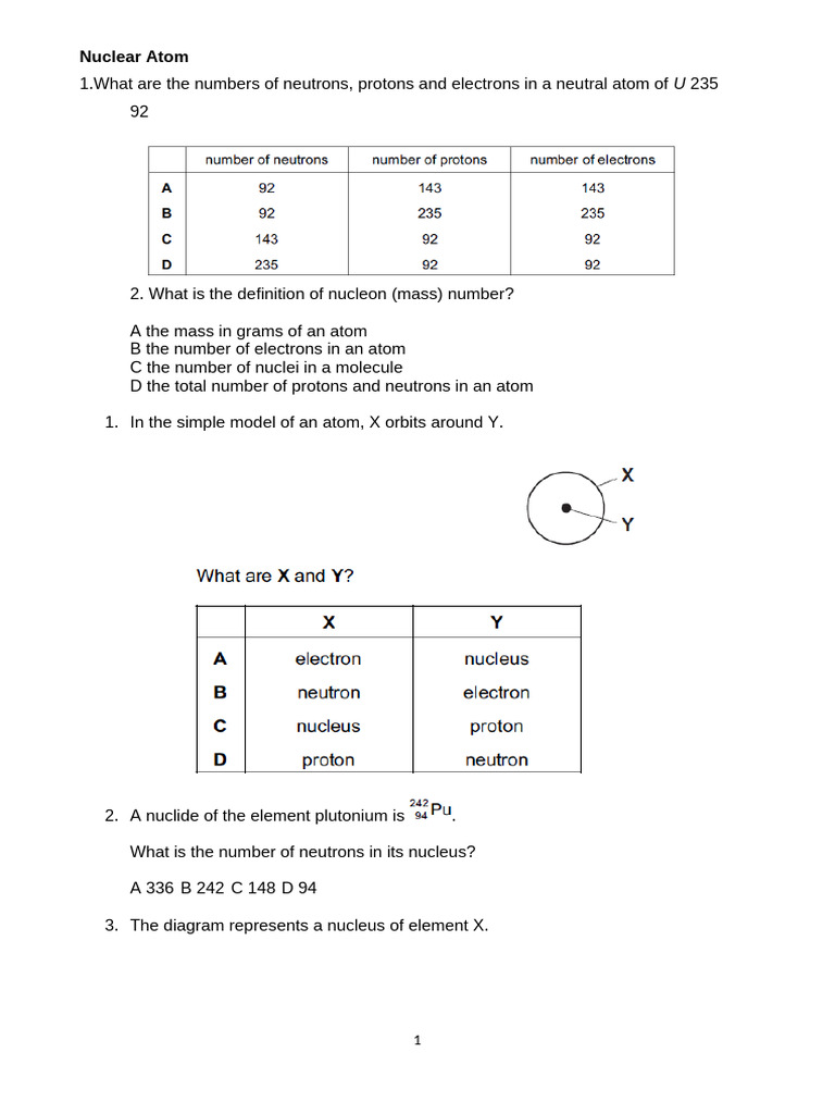 Radioactivity Worksheet | PDF | Radioactive Decay | Atoms