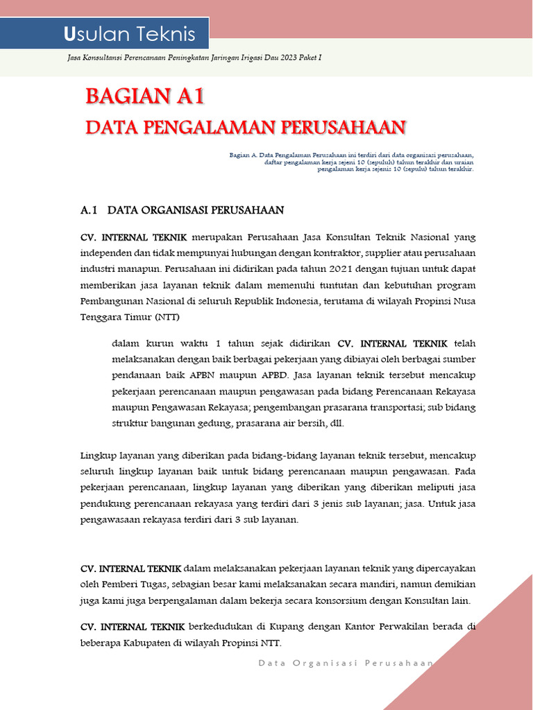 Pengalaman Kerja CV. Internal Teknik | PDF
