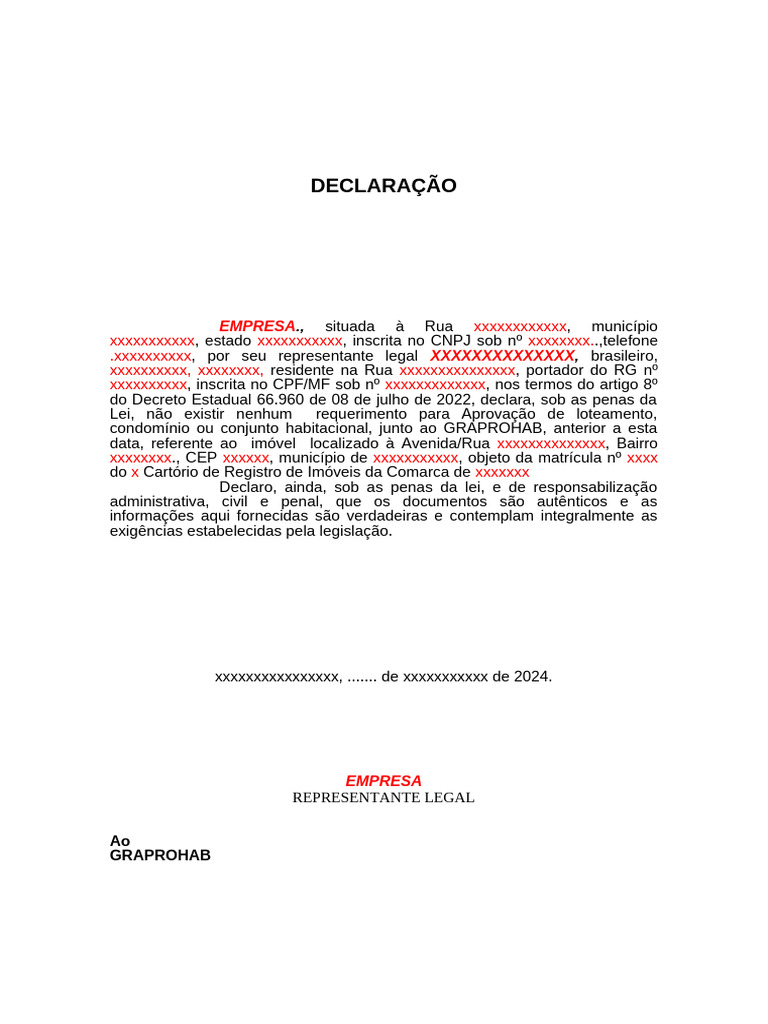 Modelo Declaração Para Dispensa Pdf