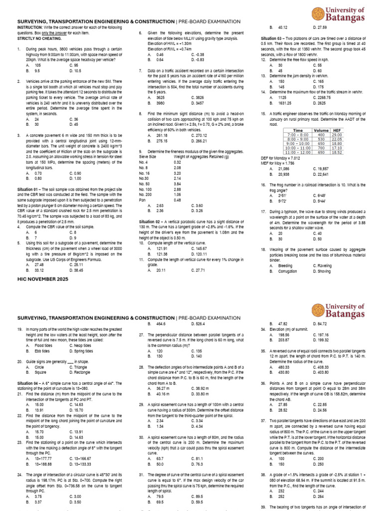 STE Cons FirstPreBoardExam02 | PDF | Angle | Occupational Safety And Health