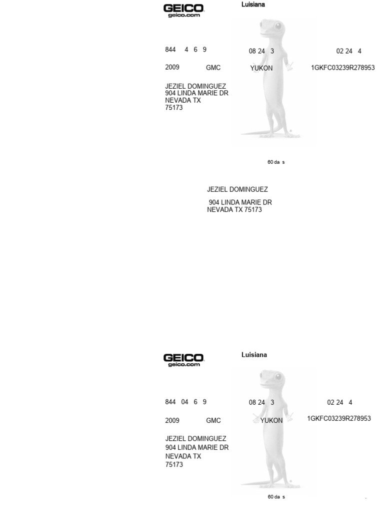 Geico Secure 180 Daygmc Yukon 2009-9 | PDF | Insurance
