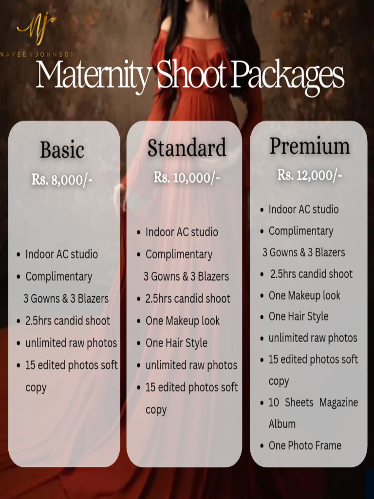 Maternity Shoot Packages-June 2025 | PDF | Image Editing | Imaging