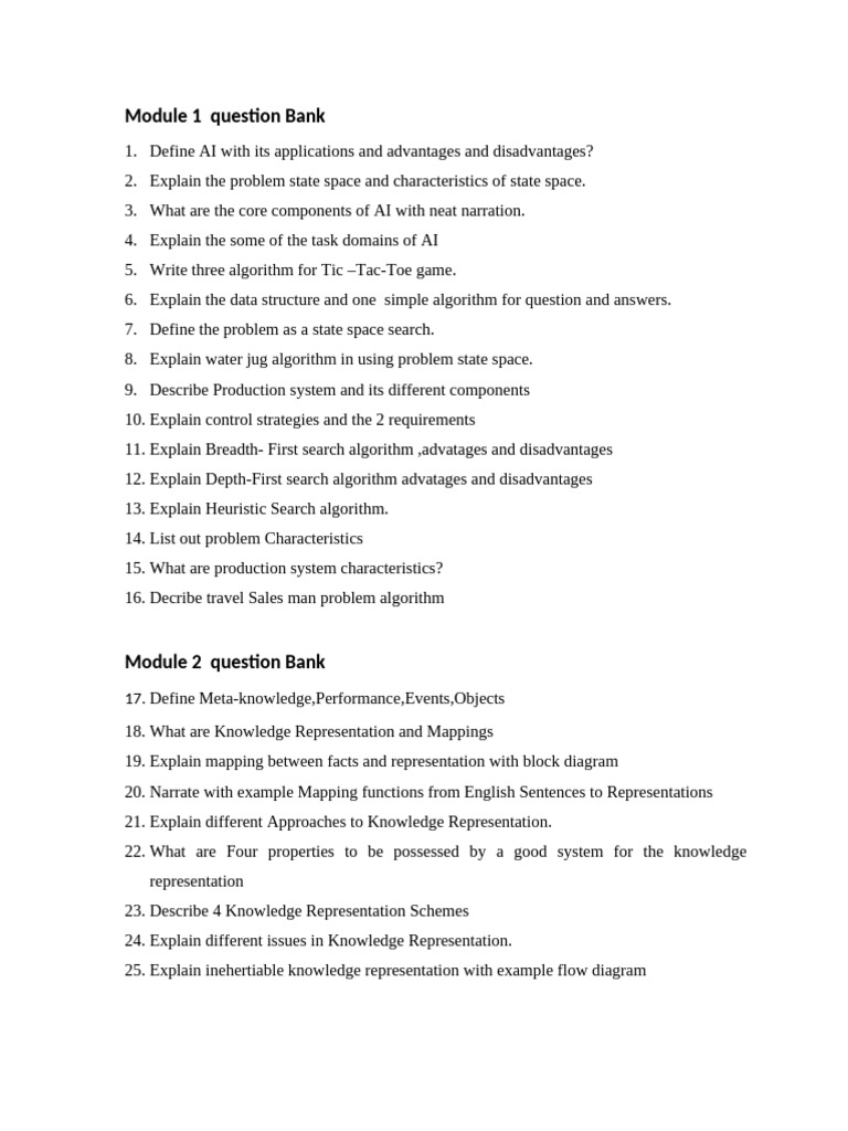Module 1 Question Bank | PDF