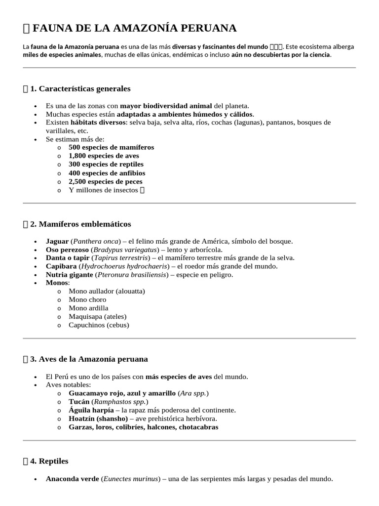 ? Fauna de La Amazonía Peruana | PDF | Destrucción del habitát | Deforestación