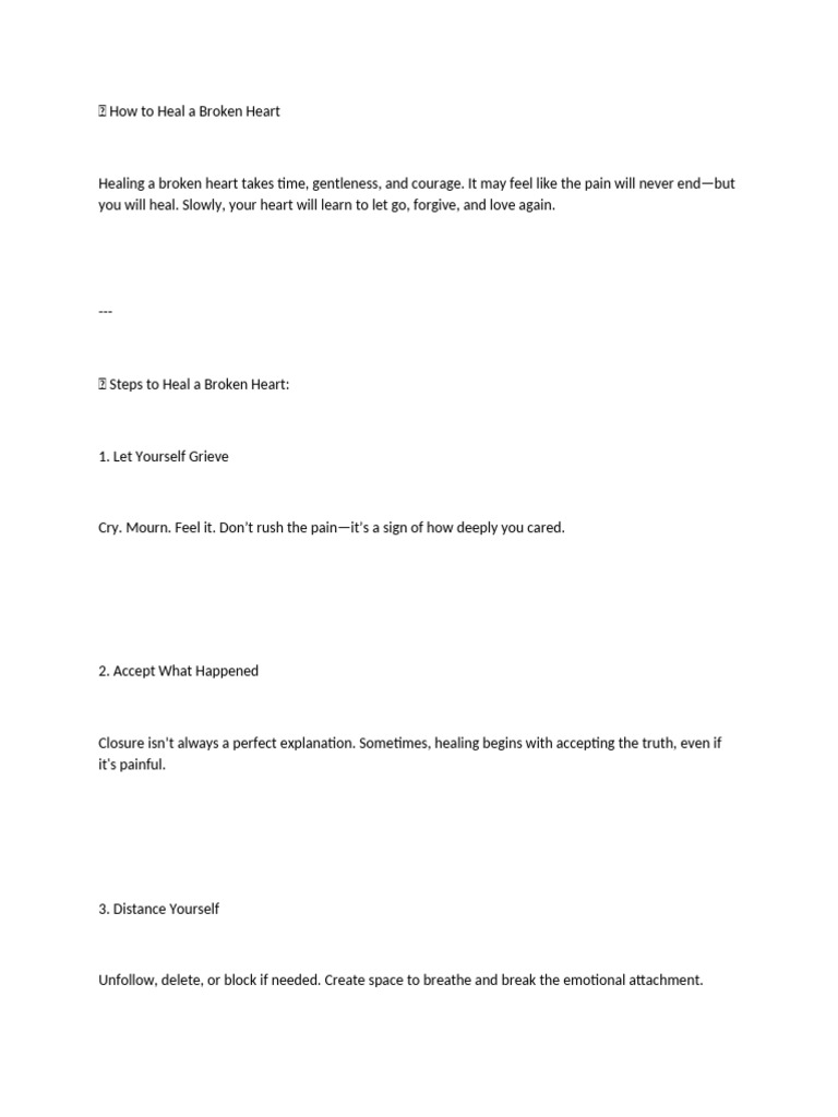 Steps to Heal a Broken Heart | PDF